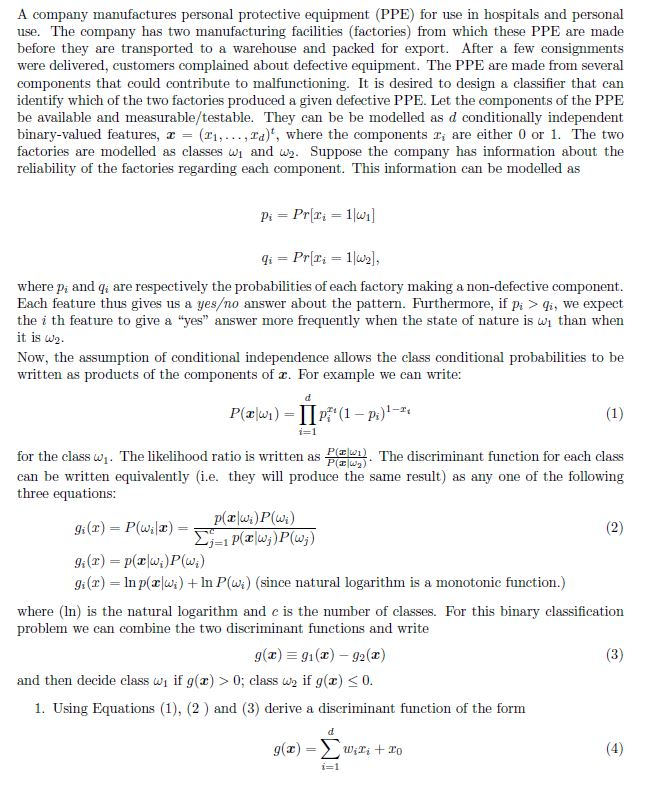 A company manufactures personal protective equipment | Chegg.com