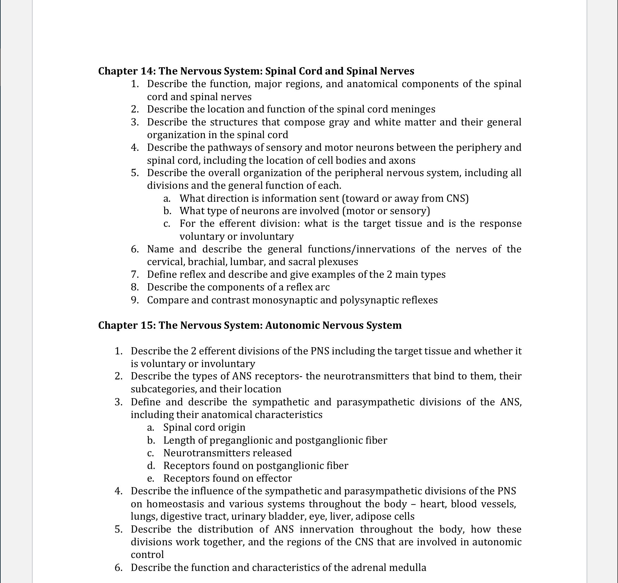 Chapter 14: The Nervous System: Spinal Cord and | Chegg.com