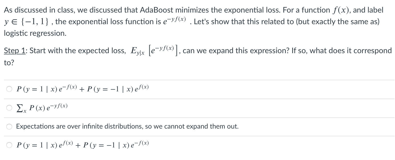 Solved As discussed in class, we discussed that AdaBoost | Chegg.com