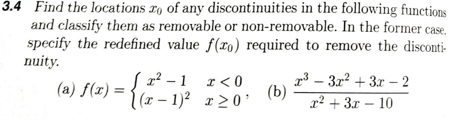Solved 3.4 ﻿Find the locations x0 of ﻿any discontinuities in | Chegg.com