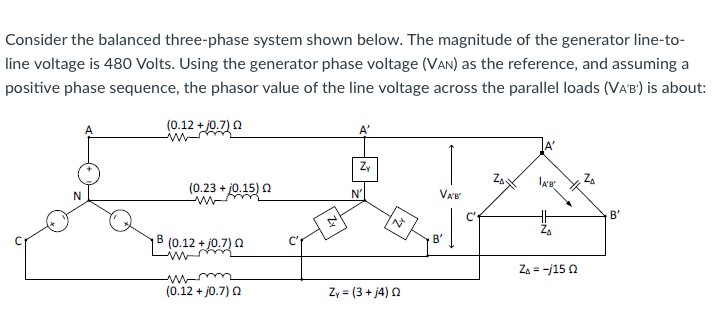 Solved Consider the balanced three-phase system shown below. | Chegg.com