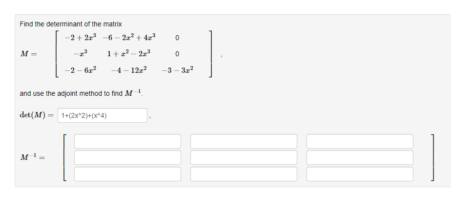 Solved Find the determinant of the matrix | Chegg.com