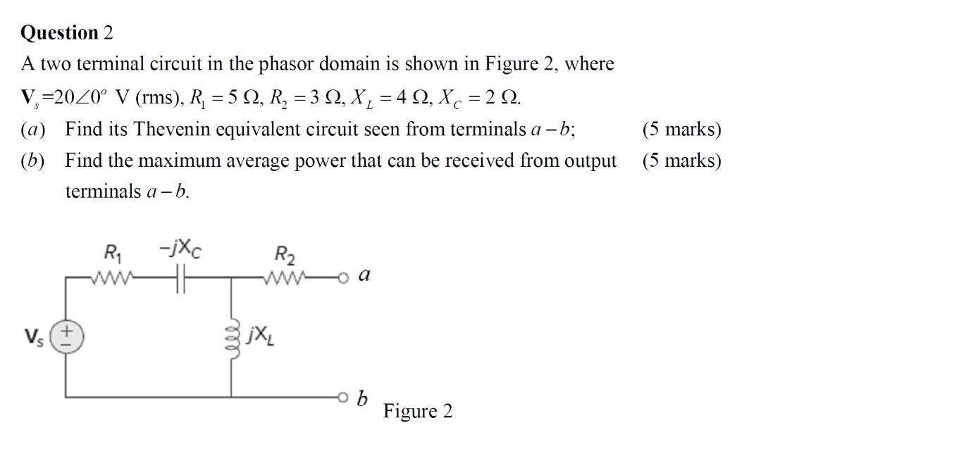 Solved Question 2 A two terminal circuit in the phasor | Chegg.com