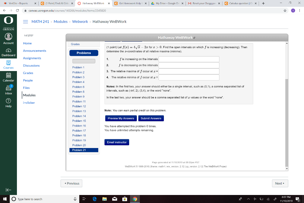 Solved • Vericite - Reportsx C (1 Point) Find All Critic x | Chegg.com