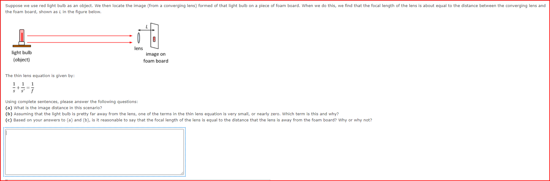 Solved Suppose we use red light bulb as an object. We then | Chegg.com