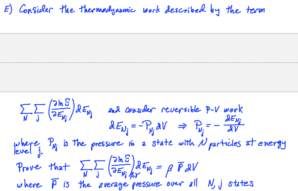E) Consider the thermodynamic work described by the | Chegg.com