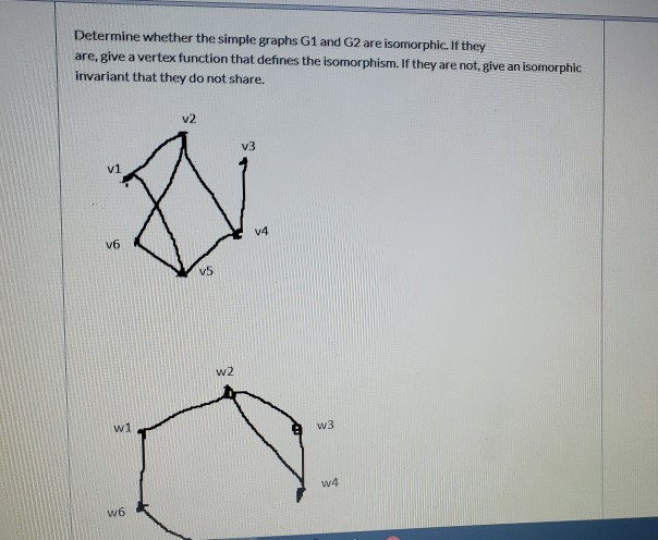 Solved Determine whether the simple graphs G1 and G2 are | Chegg.com