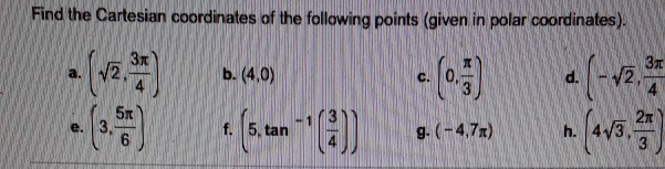 Solved Find the Cartesian coordinates of the following | Chegg.com