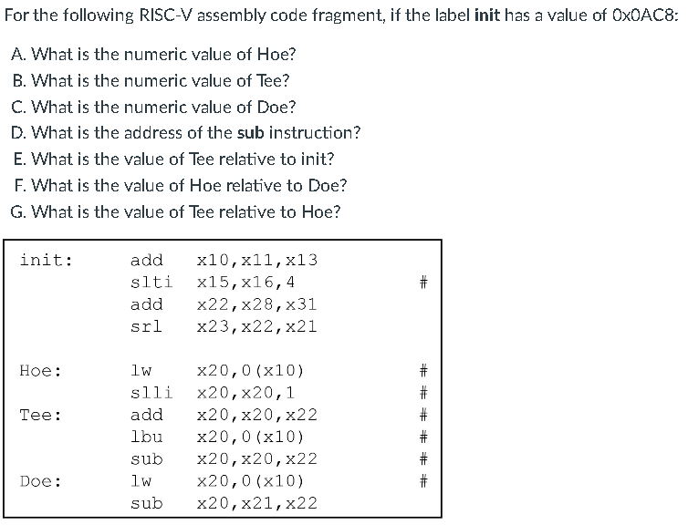 Solved For the following RISC-V assembly code fragment, if | Chegg.com