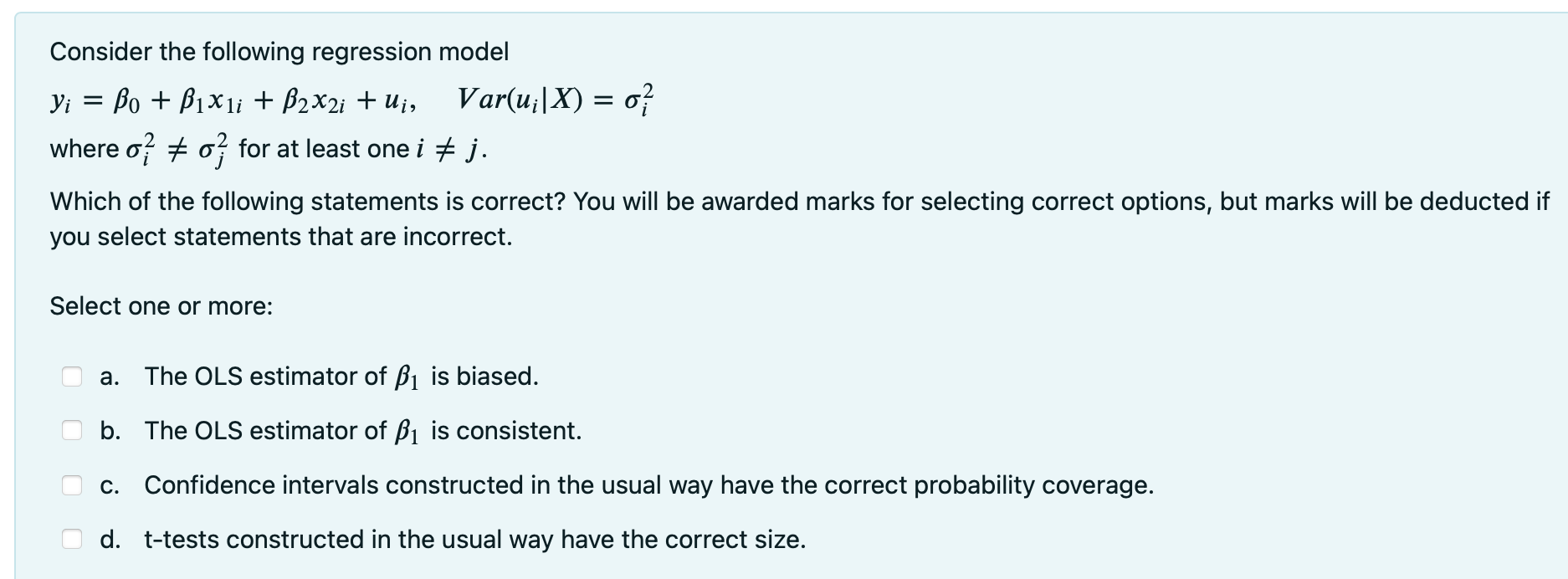 Solved Consider the following regression model | Chegg.com