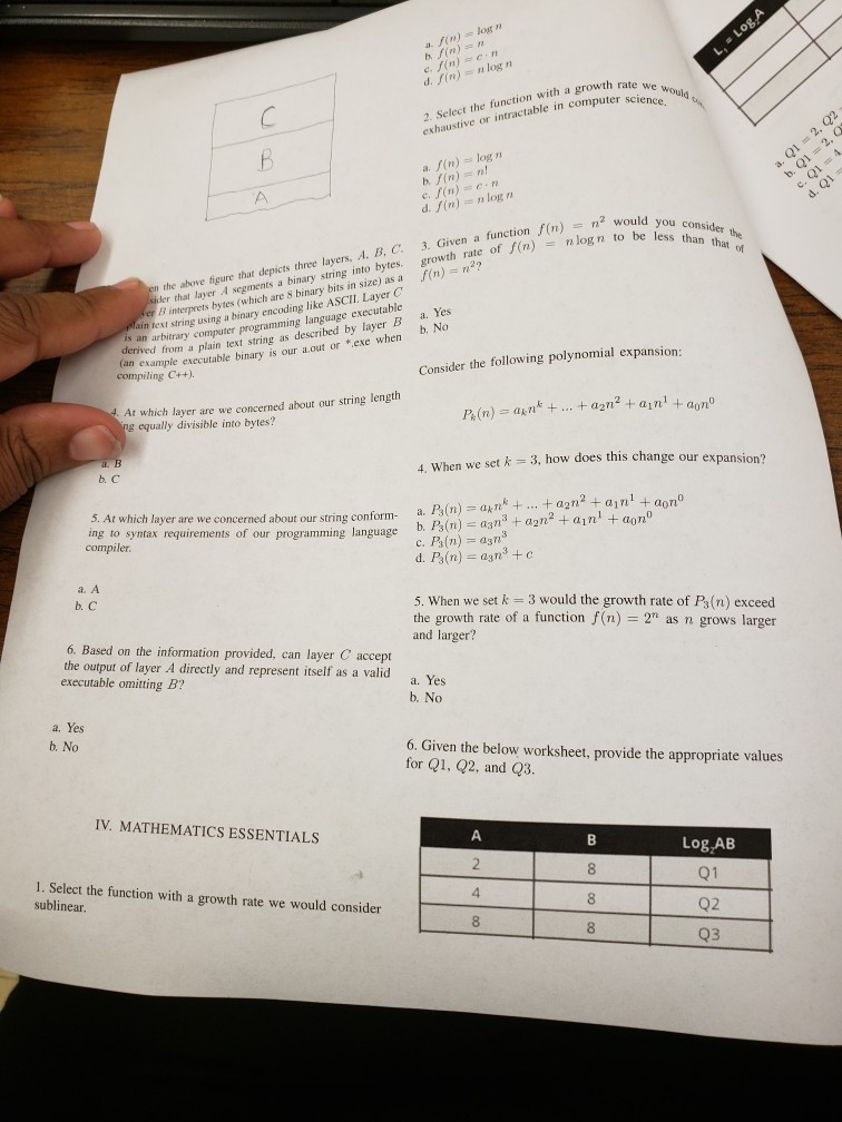 Solved L. - Log. A 1. fin) log h fina c. Fin) en d. Sinnlogn | Chegg.com