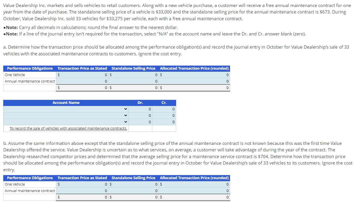 Value Dealership Inc. markets and sells vehicles to | Chegg.com