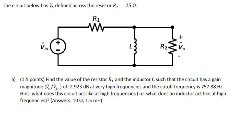 Solved The circuit below has hat(V)o ﻿defined across the | Chegg.com