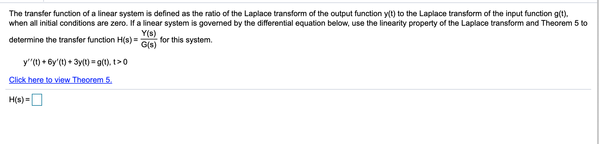 Solved The transfer function of a linear system is defined | Chegg.com