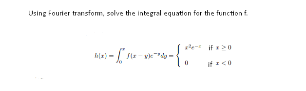 Solved Using Fourier transform, solve the integral equation | Chegg.com