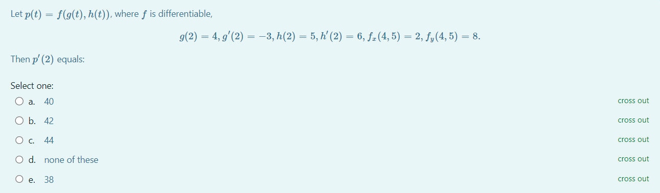 Solved Let p(t)=f(g(t),h(t)), where f is differentiable, | Chegg.com