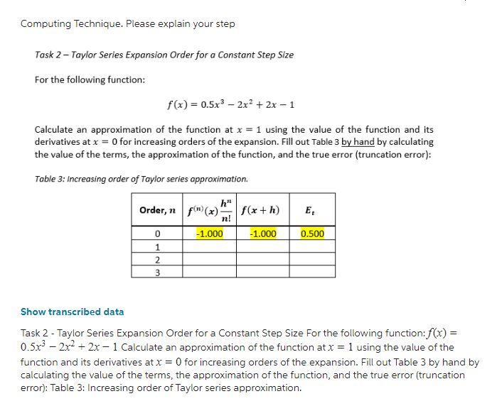 Solved Computing Technique. Please explain your step Task 2 | Chegg.com