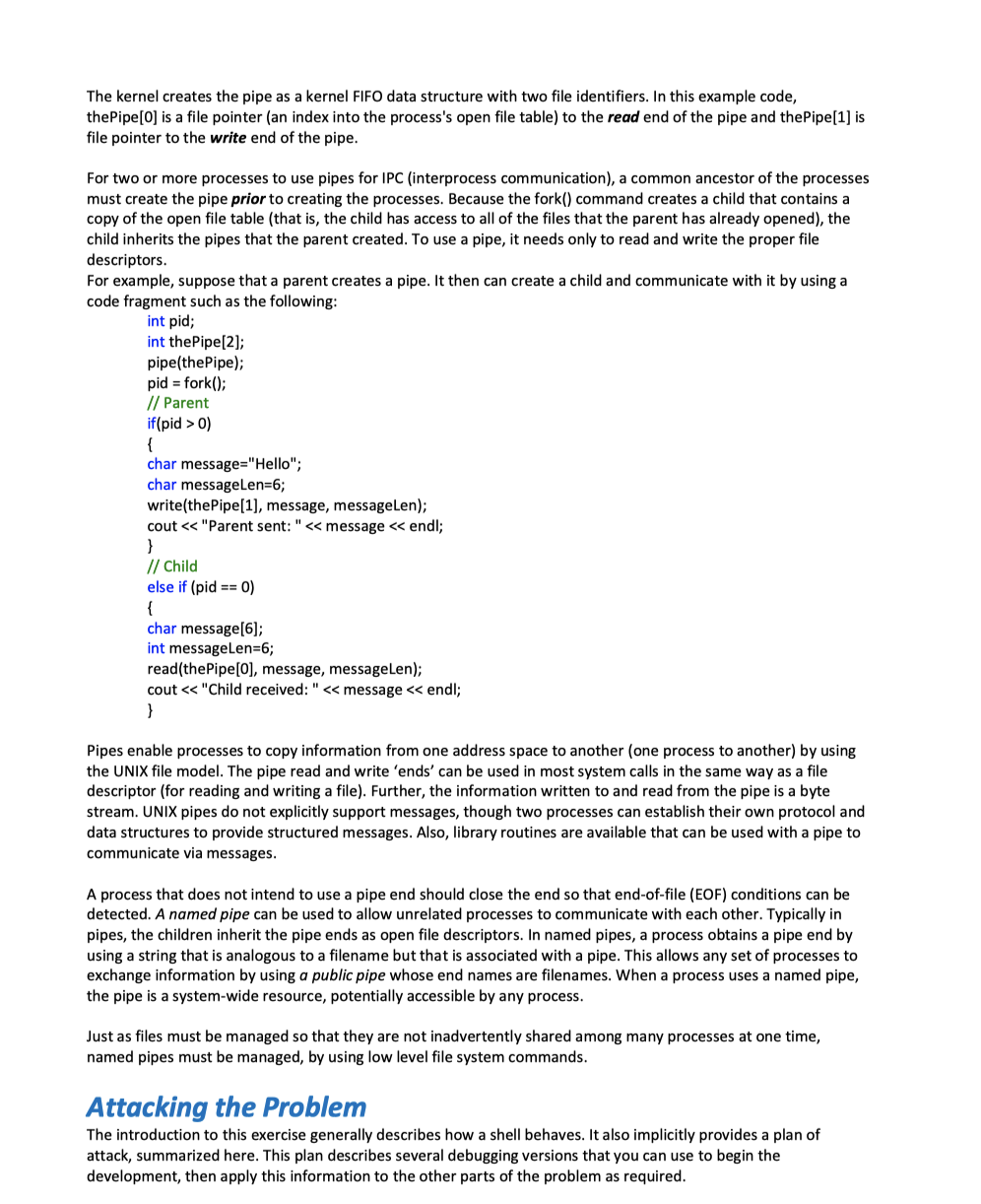 Introduction to Developing a Shell Program In this | Chegg.com