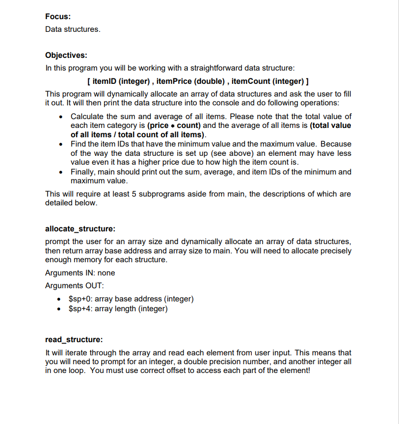 Focus: Data structures. Objectives: In this program | Chegg.com