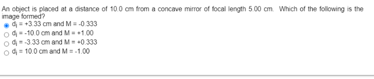 Solved An object is placed at a distance of 10.0 cm from a | Chegg.com