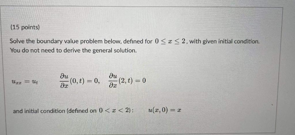 Solved (15 points) Solve the boundary value problem below, | Chegg.com