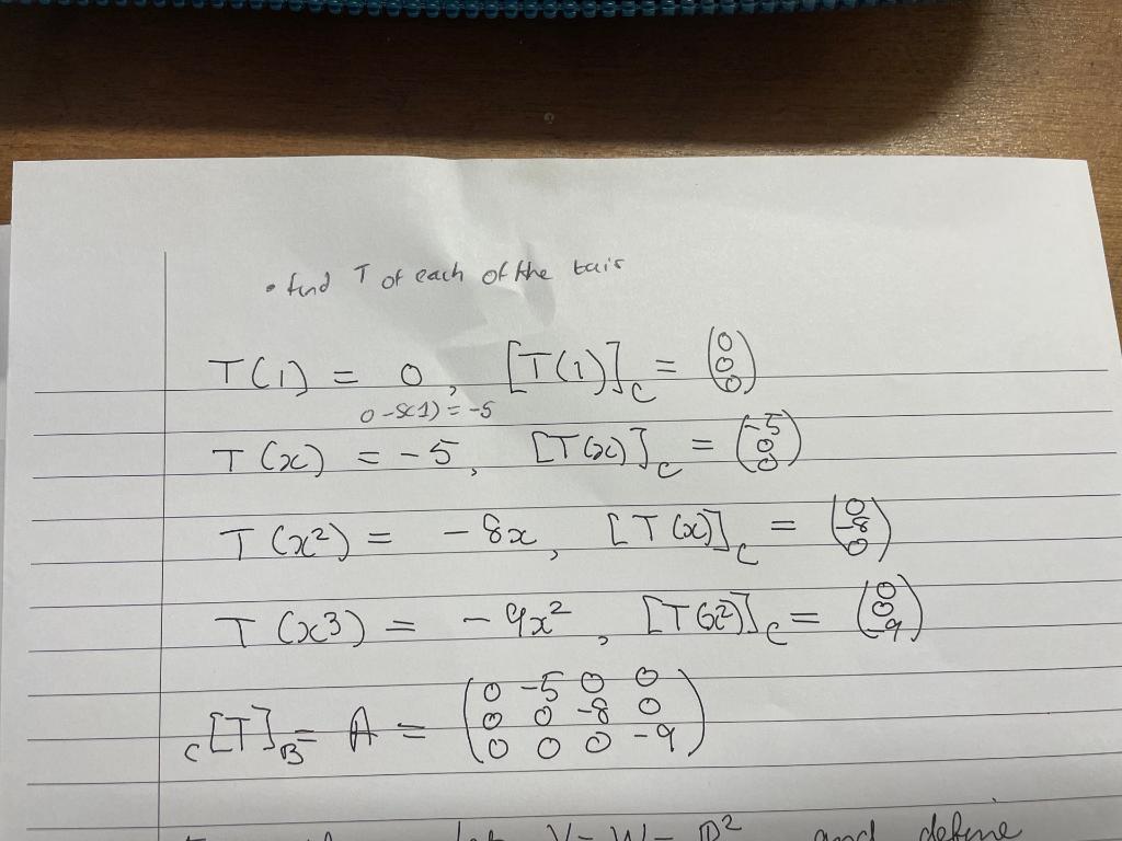 Solved The is on matrix representations of linear | Chegg.com