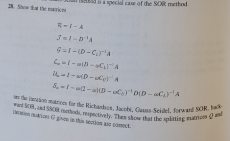 is a special case of the SOR method. 28. Show that | Chegg.com