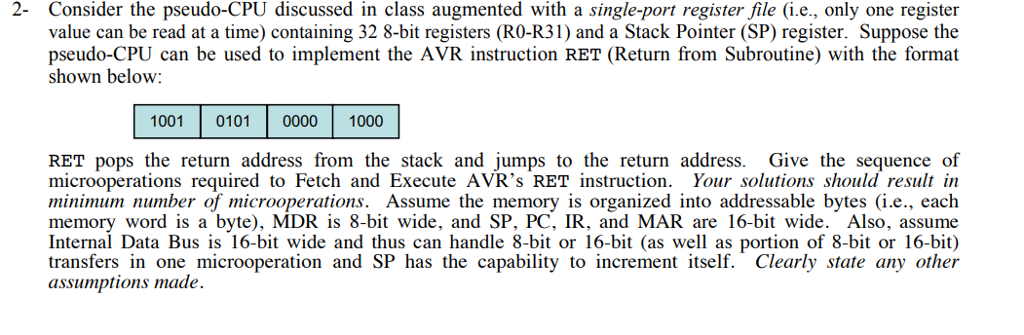Solved 2- Consider the pseudo-CPU discussed in class | Chegg.com Solved 2- Consider the pseudo-CPU discussed in class | Chegg.com