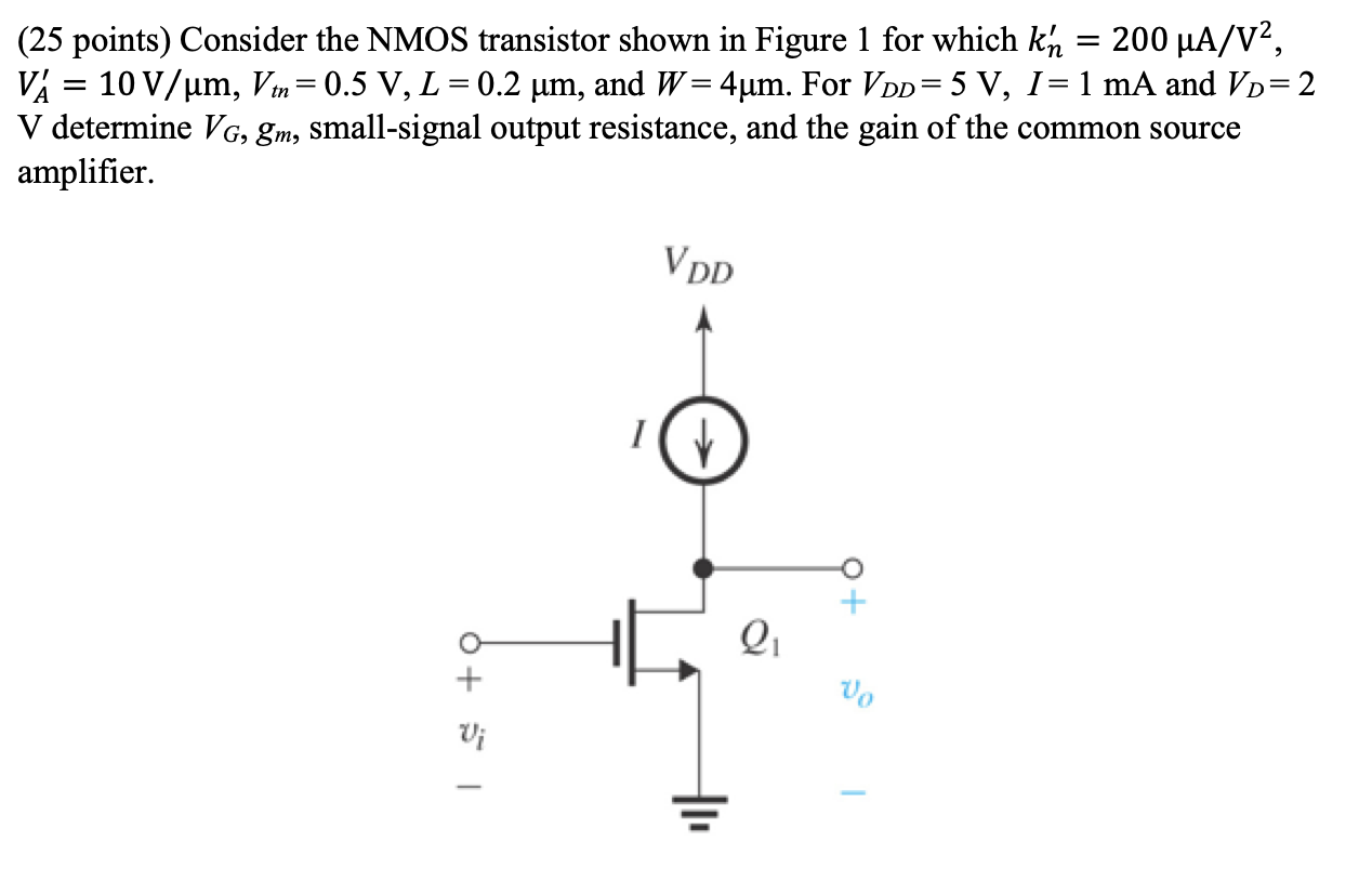 Solved (25 points) Consider the NMOS transistor shown in | Chegg.com