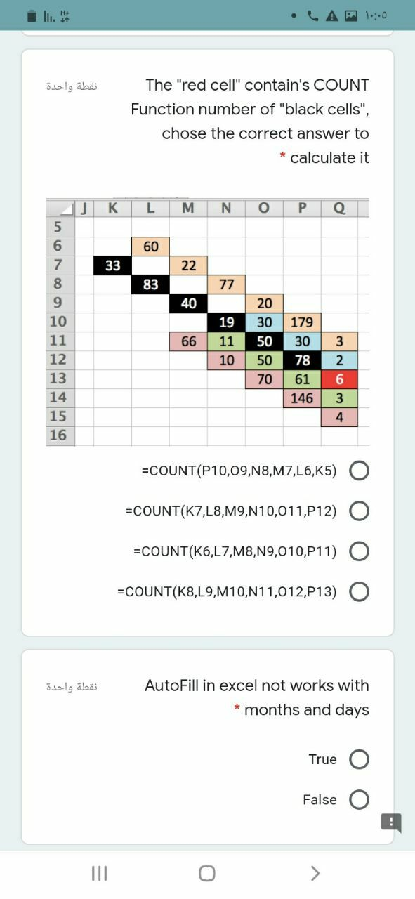 Solved نقطة واحدة The Red Cell Contains Count Function 