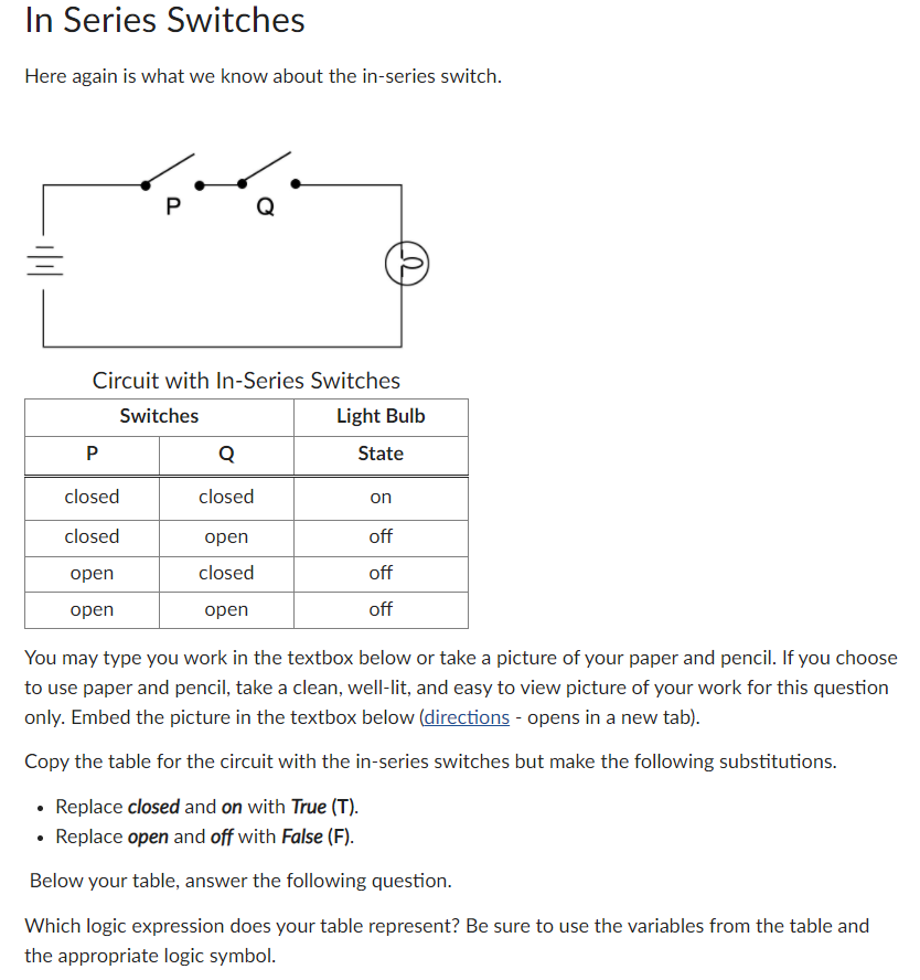 Solved In Series Switches Here again is what we know about | Chegg.com