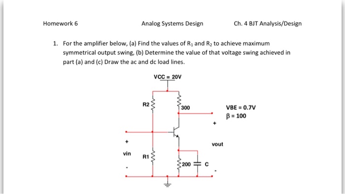 Solved For the amplifier below, (a) Find the values of R_1 | Chegg.com