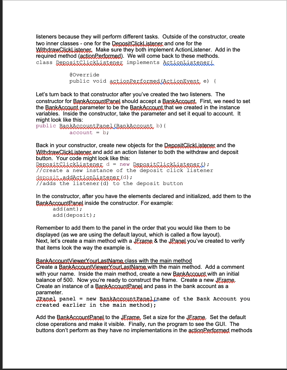Solved Bank Account Graphic User Interface Lab CIS171 Lab | Chegg.com