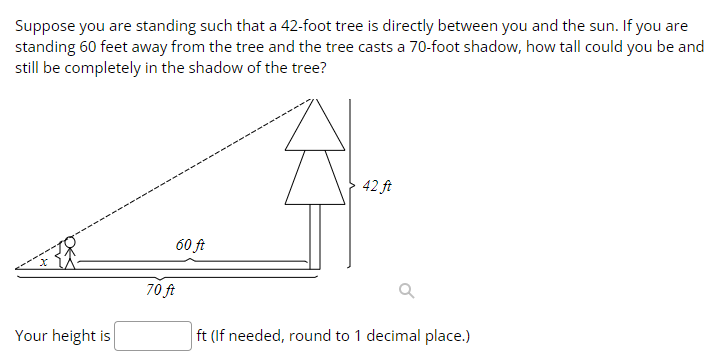 Solved Suppose you are standing such that a 42 -foot tree is | Chegg.com