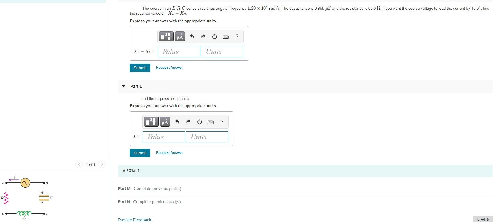 Solved The source in an L-R-C series circuit has angular | Chegg.com