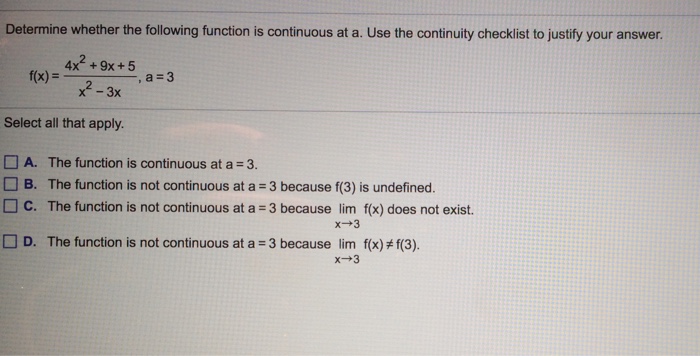 Solved Determine Whether The Following Function Is