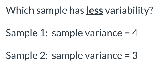 Solved Which sample has less variability? Sample 1: sample | Chegg.com