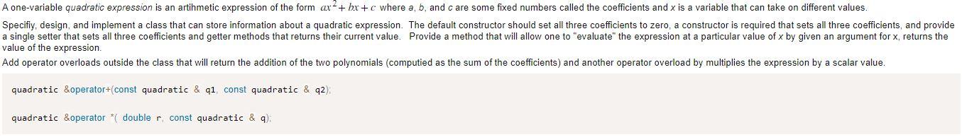 Solved alue of the expression. quadratic \&operatort(const | Chegg.com