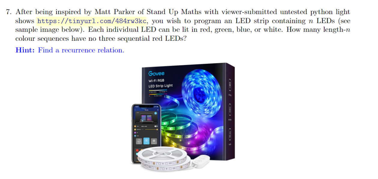 Solved 7. After being inspired by Matt Parker of Stand Up | Chegg.com