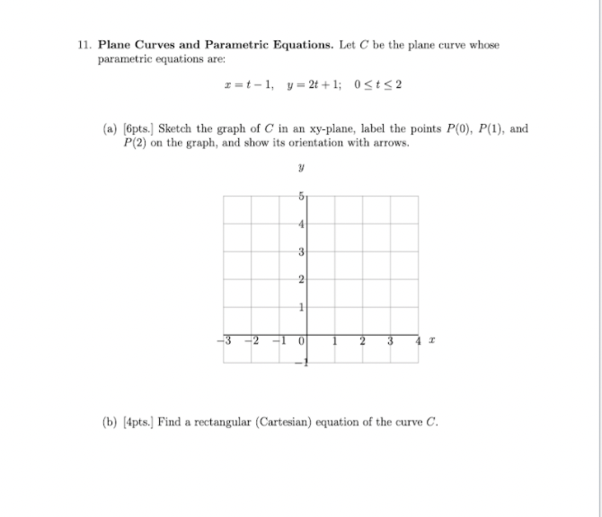 Solved 11. Plane Curves and Parametric Equations. Let C be | Chegg.com