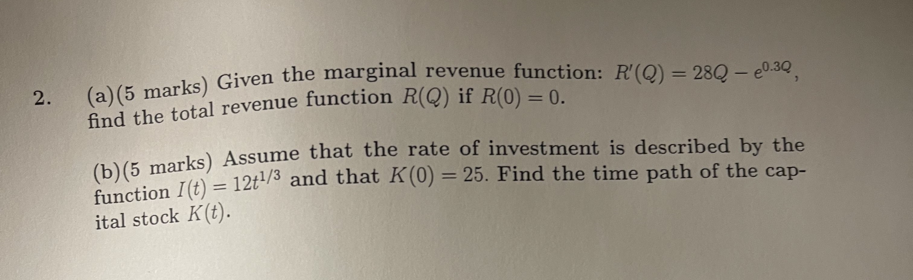 Solved (a) (5 marks) Given the marginal revenue function: | Chegg.com