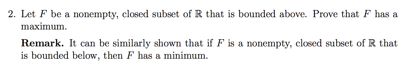 Solved 2. Let F be a nonempty, closed subset of R that is | Chegg.com