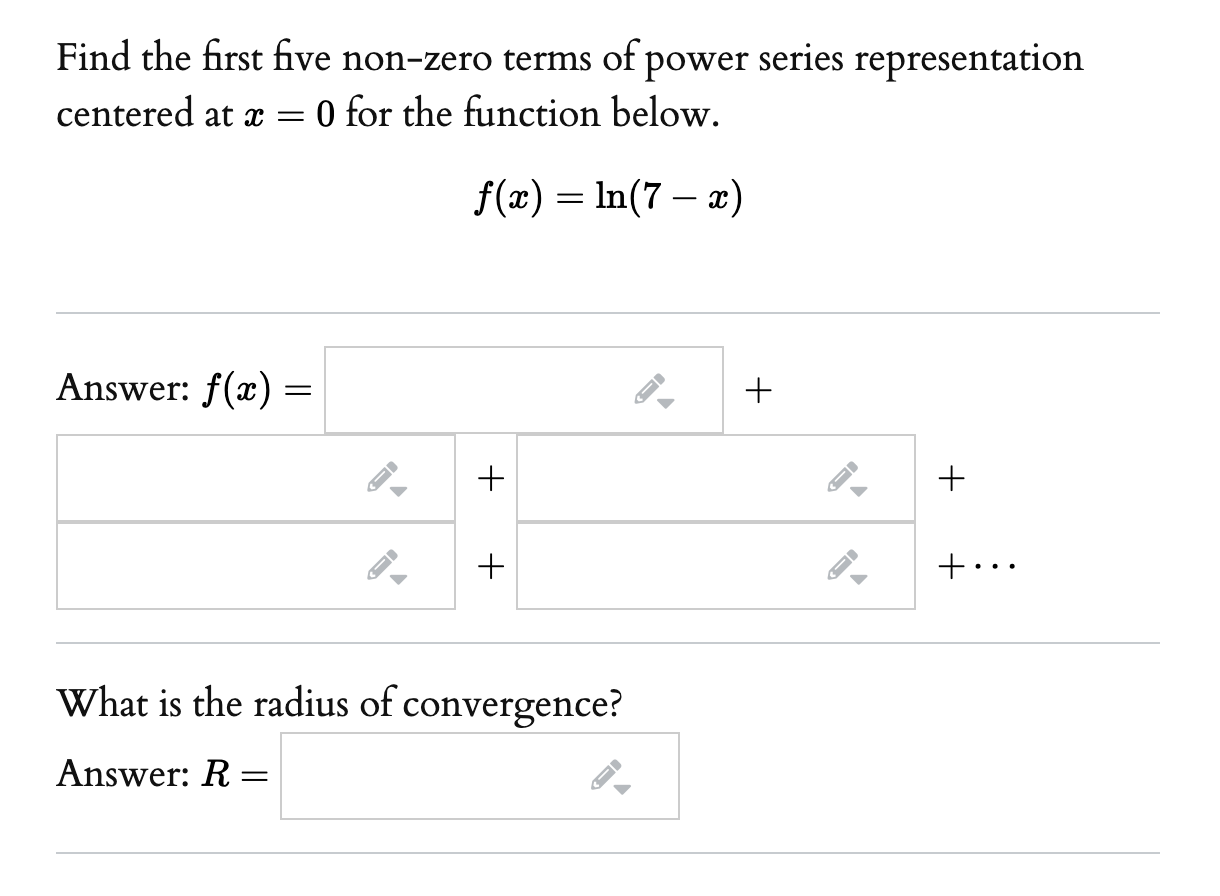 Solved Find the first five non-zero terms of power series | Chegg.com