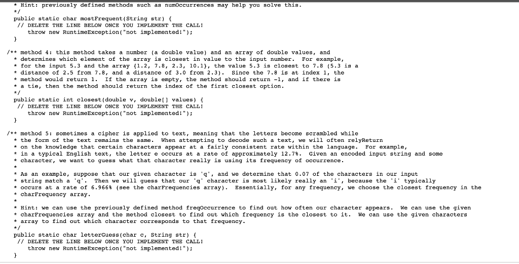 Solved МЕТНODS 1A/1в: public static char[] | Chegg.com