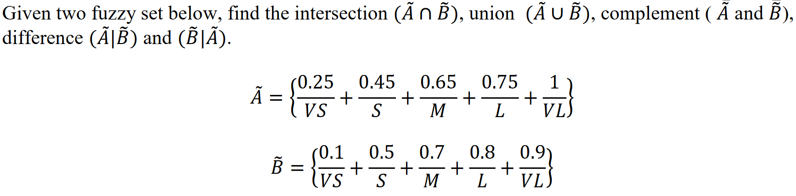 Solved Given two fuzzy set below, find the intersection | Chegg.com