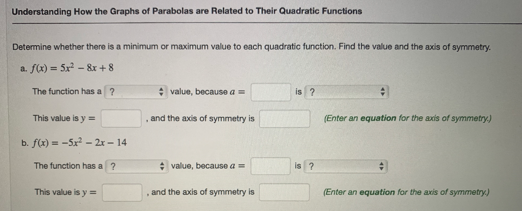 Solved Understanding How the Graphs of Parabolas are Related | Chegg.com