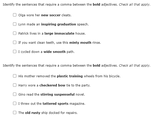 Solved Identify the sentences that require a comma between | Chegg.com