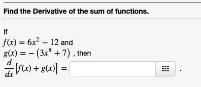 Solved Find the Derivative of the sum of functions. If f(x) | Chegg.com
