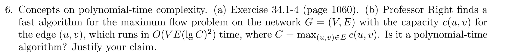 Solved 6. Concepts on polynomial-time complexity. (a) | Chegg.com