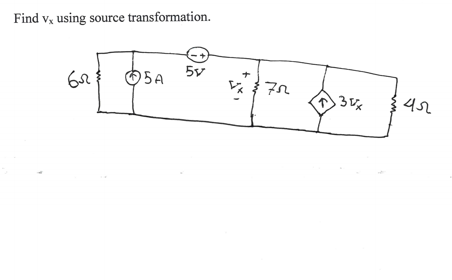Solved Find Vx using source transformation. 5v SA + + Gr 72 | Chegg.com